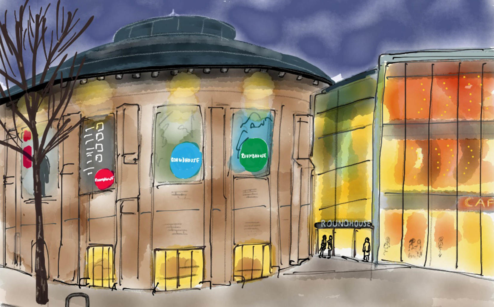 The Roundhouse in 2006 by night